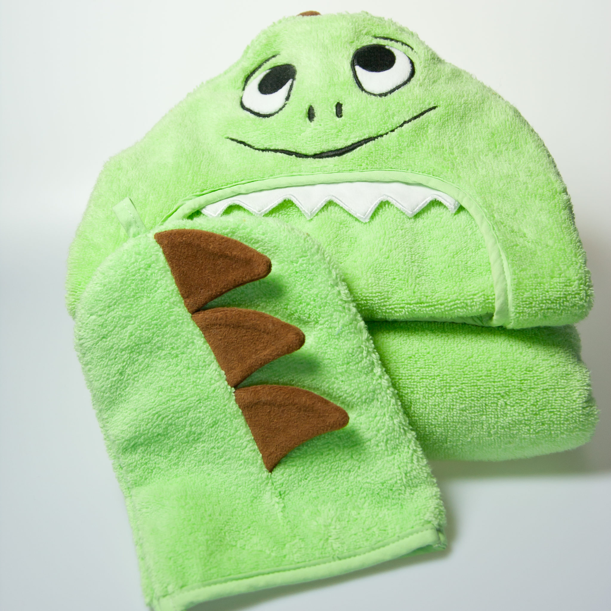 Monster Hooded Turkish Towel & Wash Mitten Set - Little Ashkim