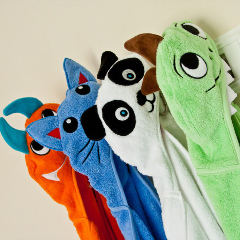 Monster Hooded Turkish Towel & Wash Mitten Set - Little Ashkim